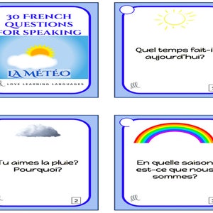 La Météo 30 French Speaking Prompt Question Cards Weather - Etsy