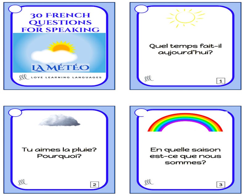 La Météo 30 French Speaking Prompt Question Cards Weather - Etsy