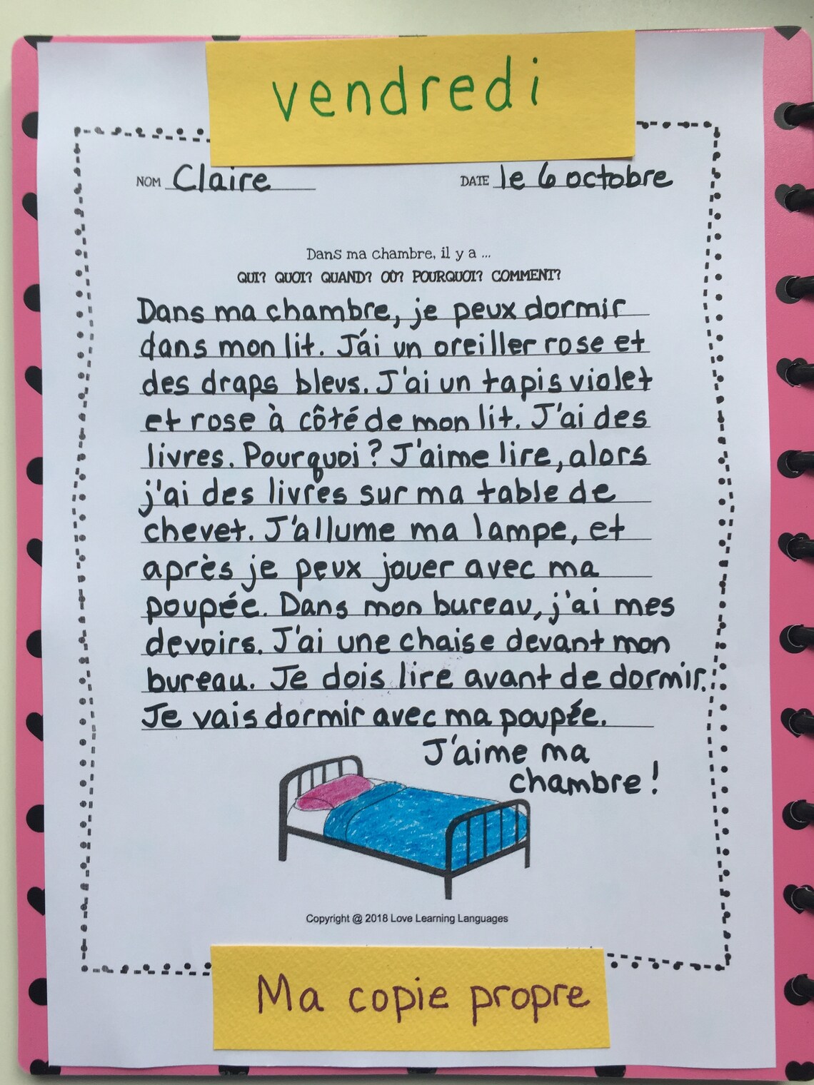 Le Paragraphe De La Semaine 1 Week French Primary Writing Program ...