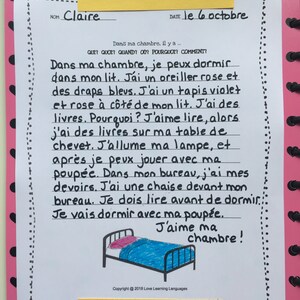 Le Paragraphe De La Semaine 1 Week French Primary Writing Program ...
