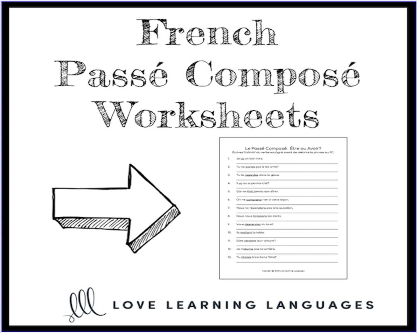 Passé Composé Être Ou Avoir Printable French Grammar Quiz or Worksheet ...