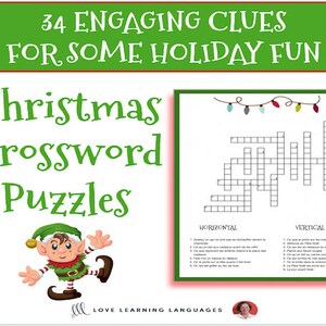 Christmas Crossword Puzzle Activities Homeschool - Etsy
