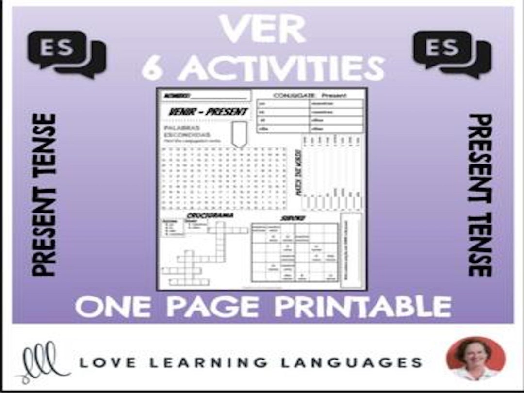 Spanish Verb VER Worksheet Present Tense 6 Activities One Page ...