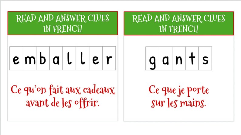 French Christmas Crossword Puzzle Printable Download Mots Croisés Pour ...