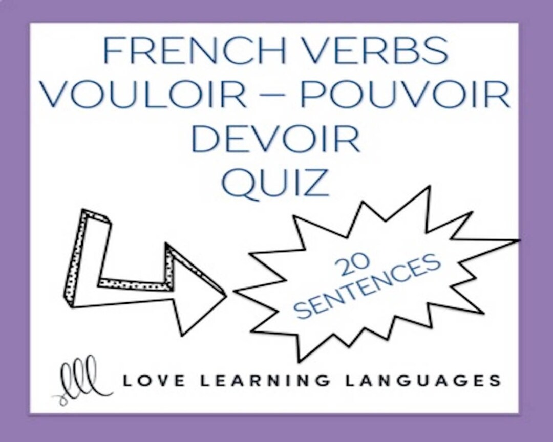 Vouloir Pouvoir Devoir French Grammar Quiz Present Tense Homeschool - Etsy