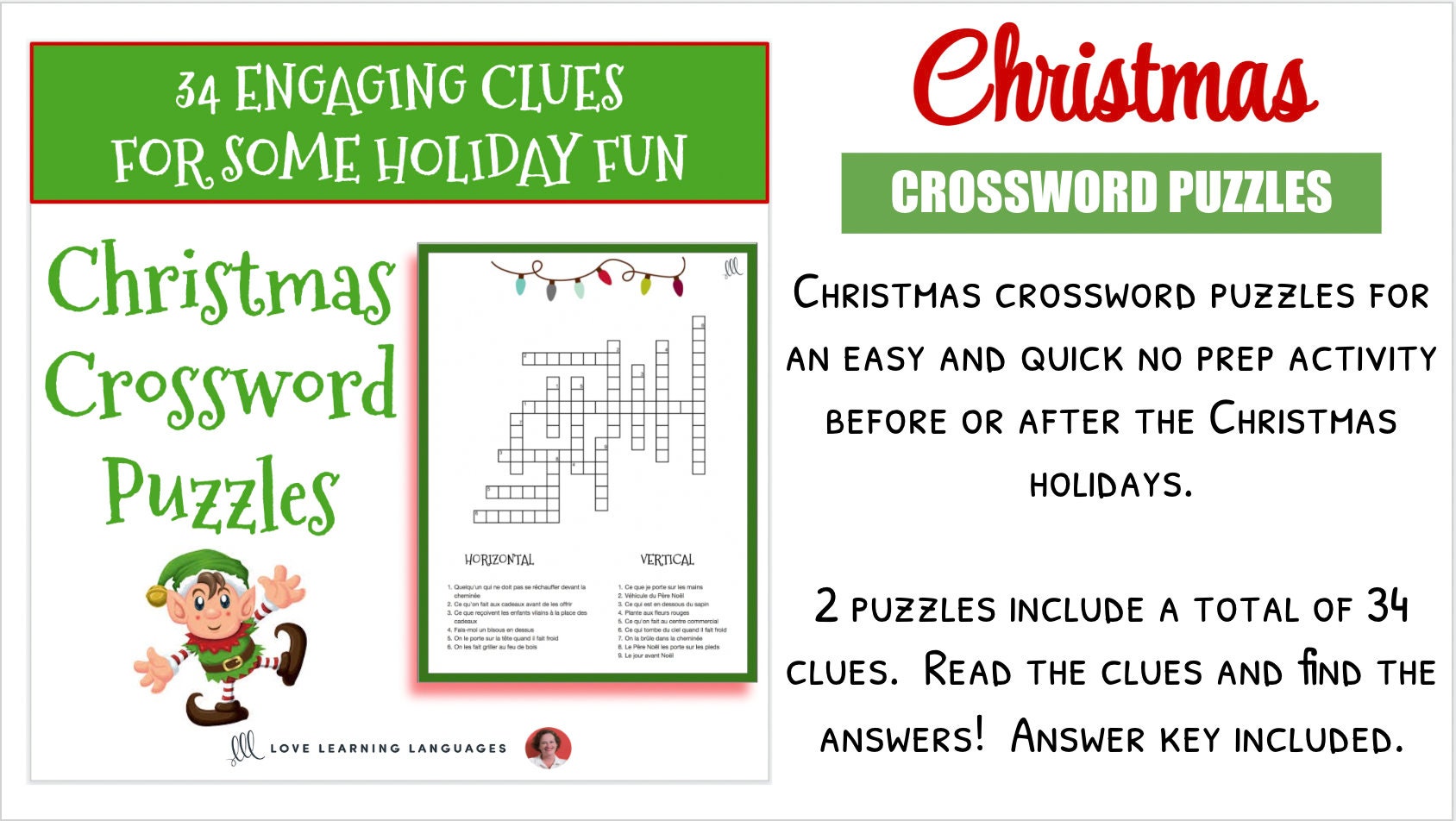 Christmas Crossword Puzzle Activities Homeschool - Etsy