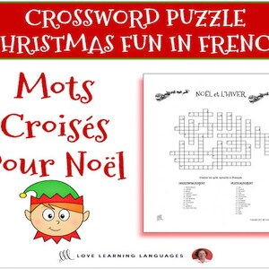 French Noël Mots Croisés French Christmas Crossword Puzzle Homeschool ...