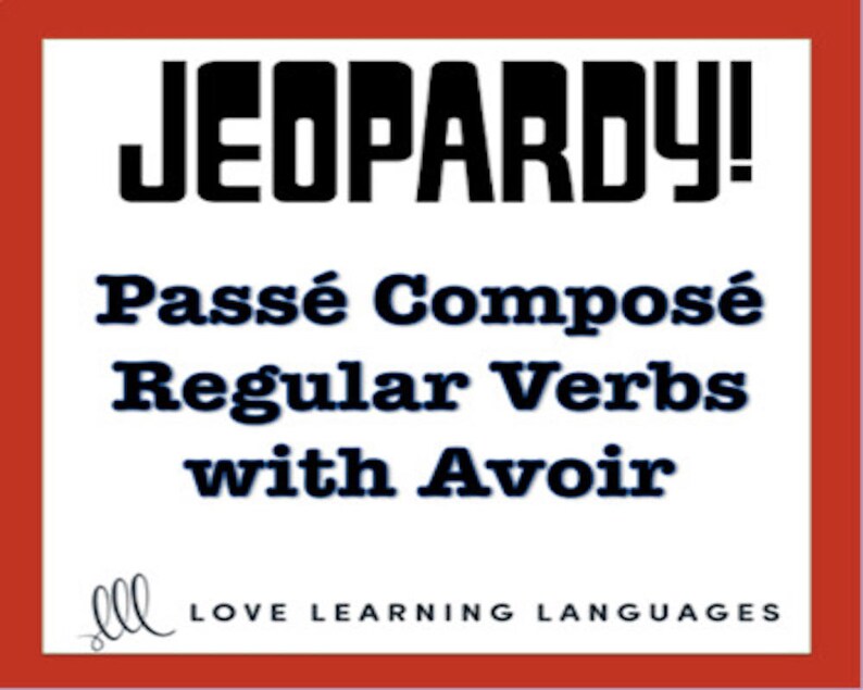 French Jeopardy Game French Passé Composé of Regular Verbs - Etsy