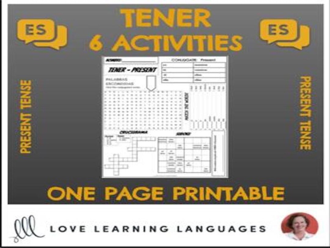 Spanish Verb TENER Worksheet Present Tense 6 Activities One Page ...