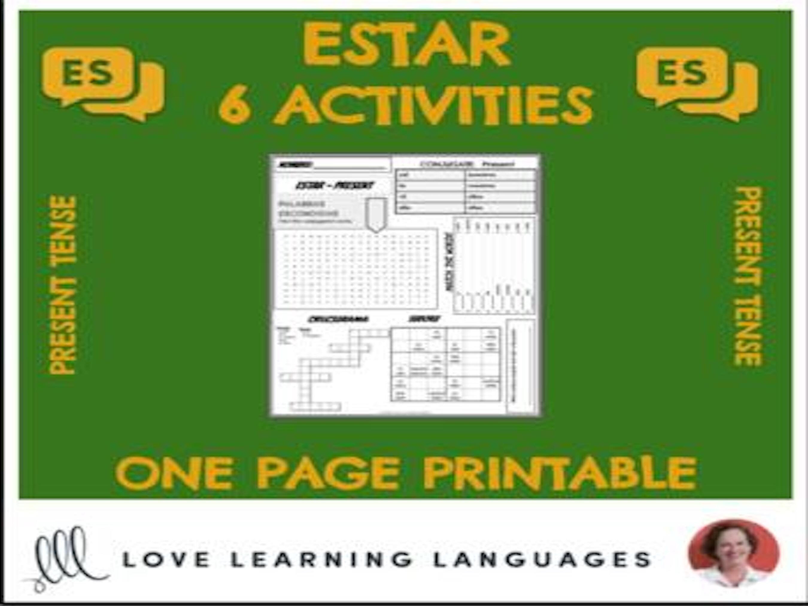Spanish Verb ESTAR Worksheet Present Tense 6 Activities One Page ...