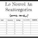 French New Year's Scattergories Game Printable Download Nouvel an ...