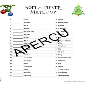 French Noël Match up Activities French Christmas Worksheets Homeschool ...