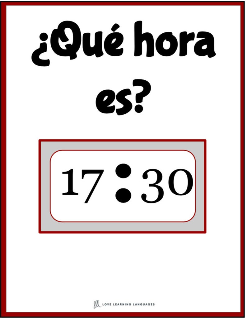 Spanish Telling Time Task Cards Homeschool (Download Now) - Etsy