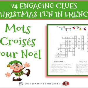 French Christmas Crossword Puzzle Printable Download Mots Croisés Pour ...