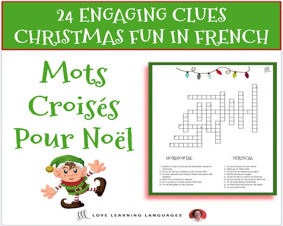 French Christmas Crossword Puzzle Printable Download Mots Croisés Pour ...