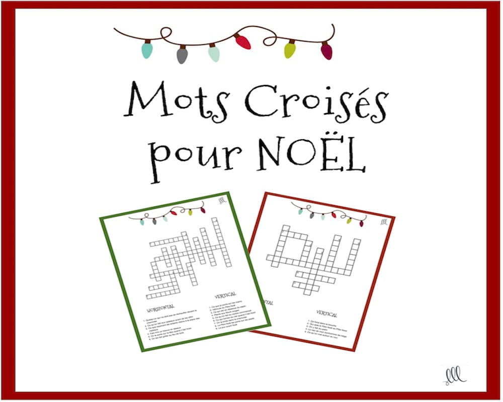 French Christmas Crossword Puzzle Printable Download Mots | Etsy