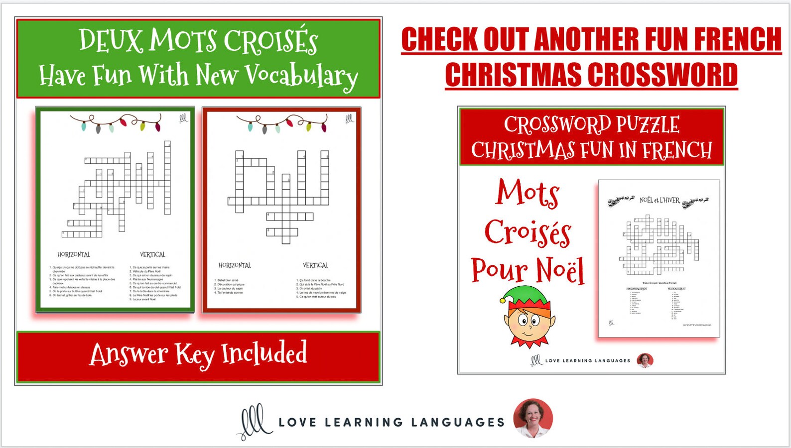 French Christmas Crossword Puzzle Printable Download Mots Croisés Pour ...