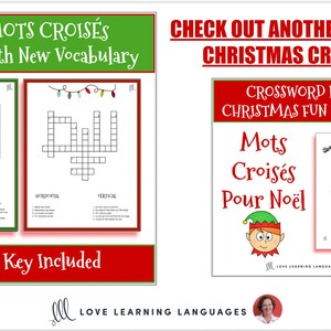 French Christmas Crossword Puzzle Printable Download Mots Croisés Pour ...