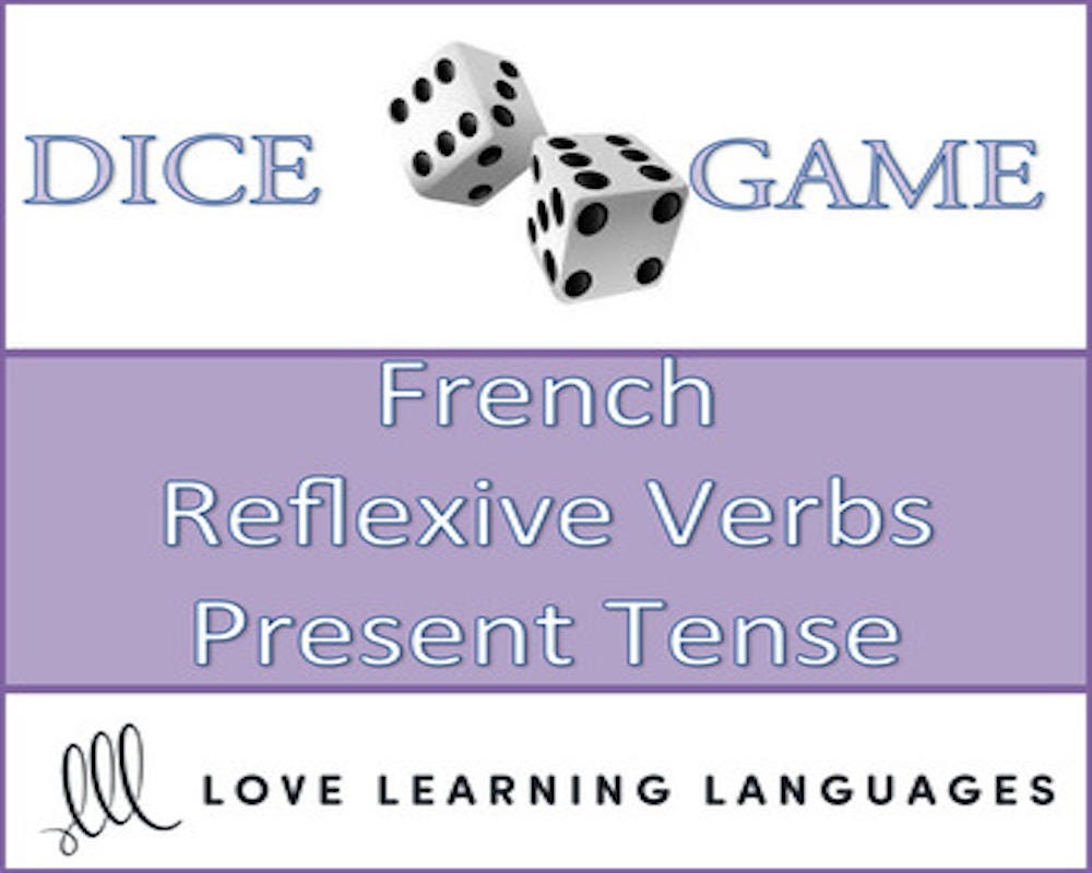 French Dice Game Reflexive Verbs in the Present Tense Homeschool - Etsy