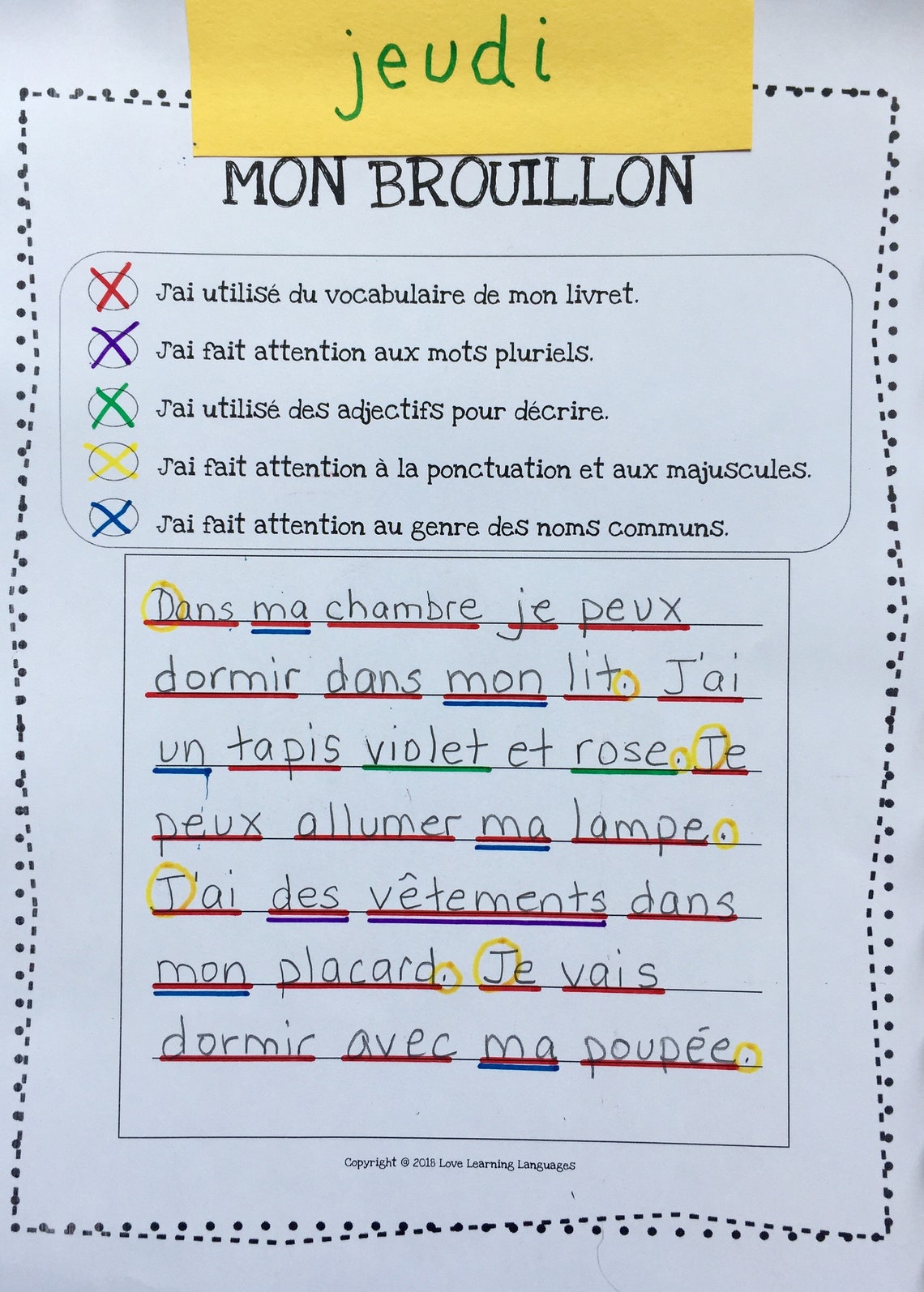 Le Paragraphe De La Semaine 1 Week French Primary Writing Program ...