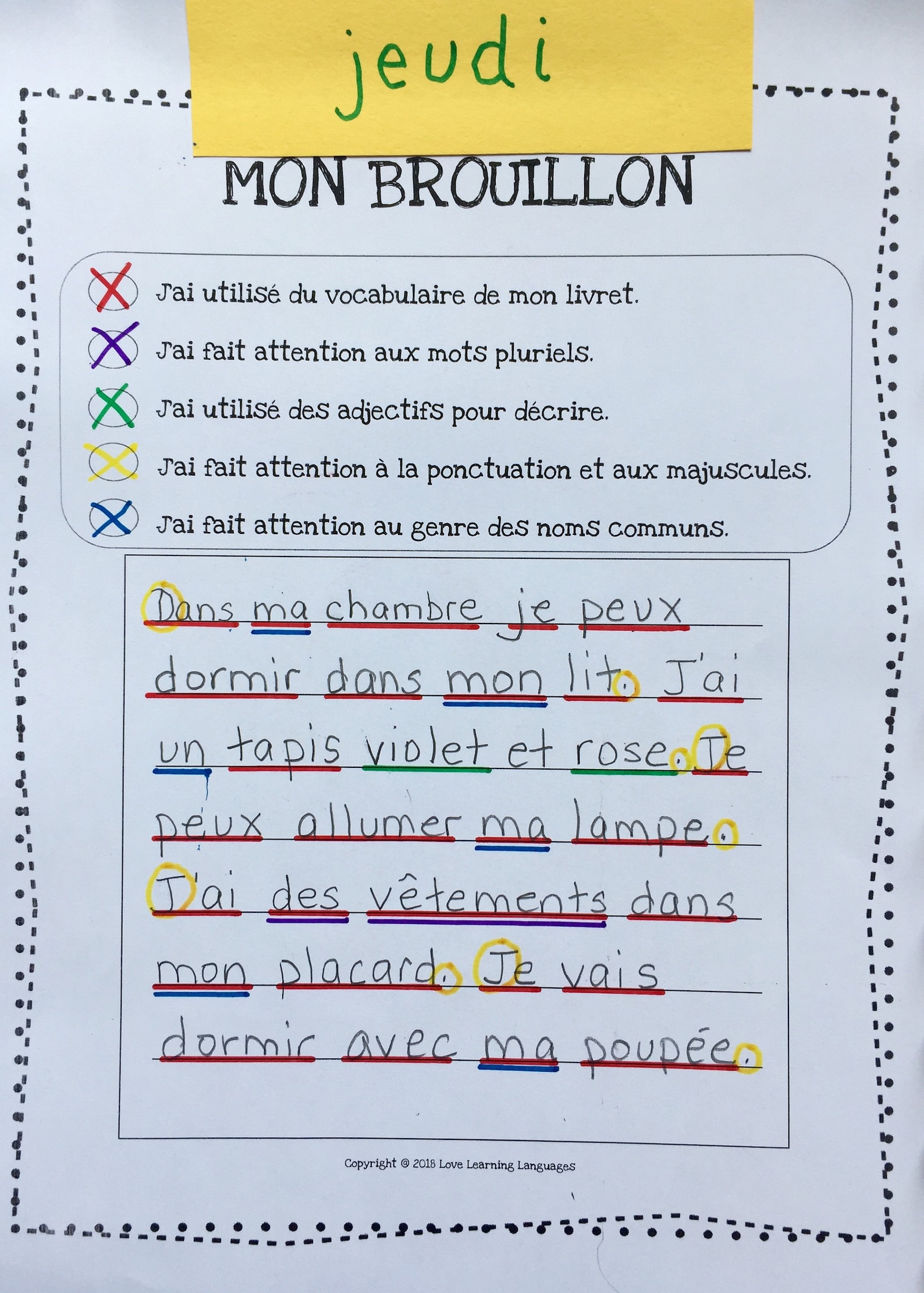 Le Paragraphe De La Semaine 1 Week French Primary Writing Program ...