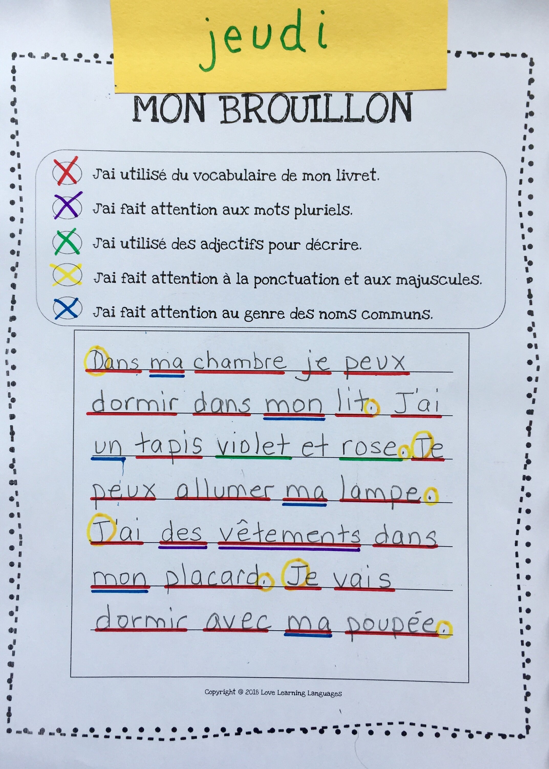 Le Paragraphe De La Semaine 1 Week French Primary Writing Program ...