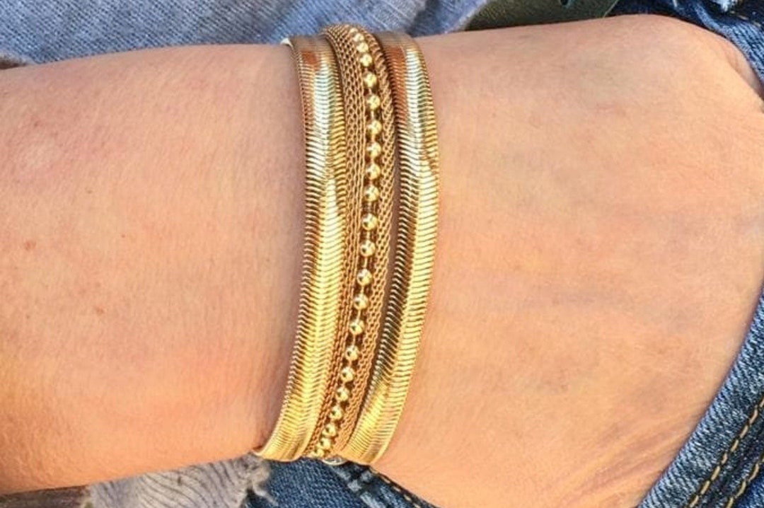 Vintage Style Snake Bracelet, 14 KT Gold and Copper Bracelet, Antique ...