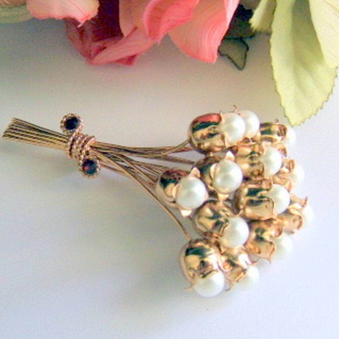 Broche fleur rose bouquet de roses dorées broche perle - Etsy France