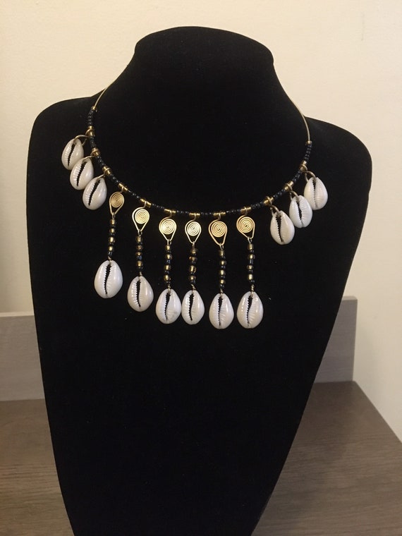 Cowrie Shell Necklace Bib Necklace Brass Necklace Wedding - Etsy