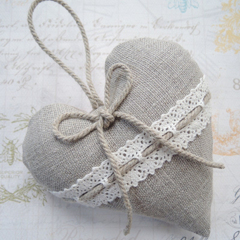 Linen Hearts - Etsy