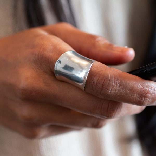 Wide Silver Ring - Etsy