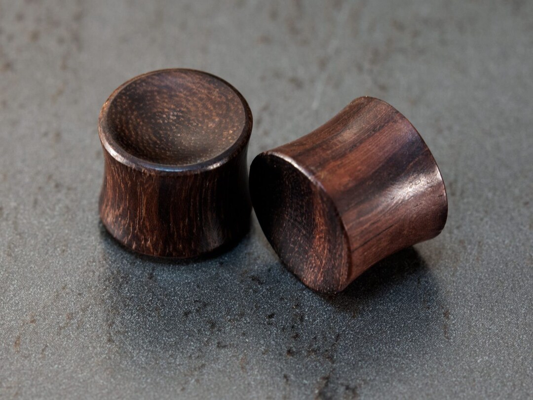 Ear Plugs and Tunnels From Brown Sono Wood , Wooden Ear Plug Double ...