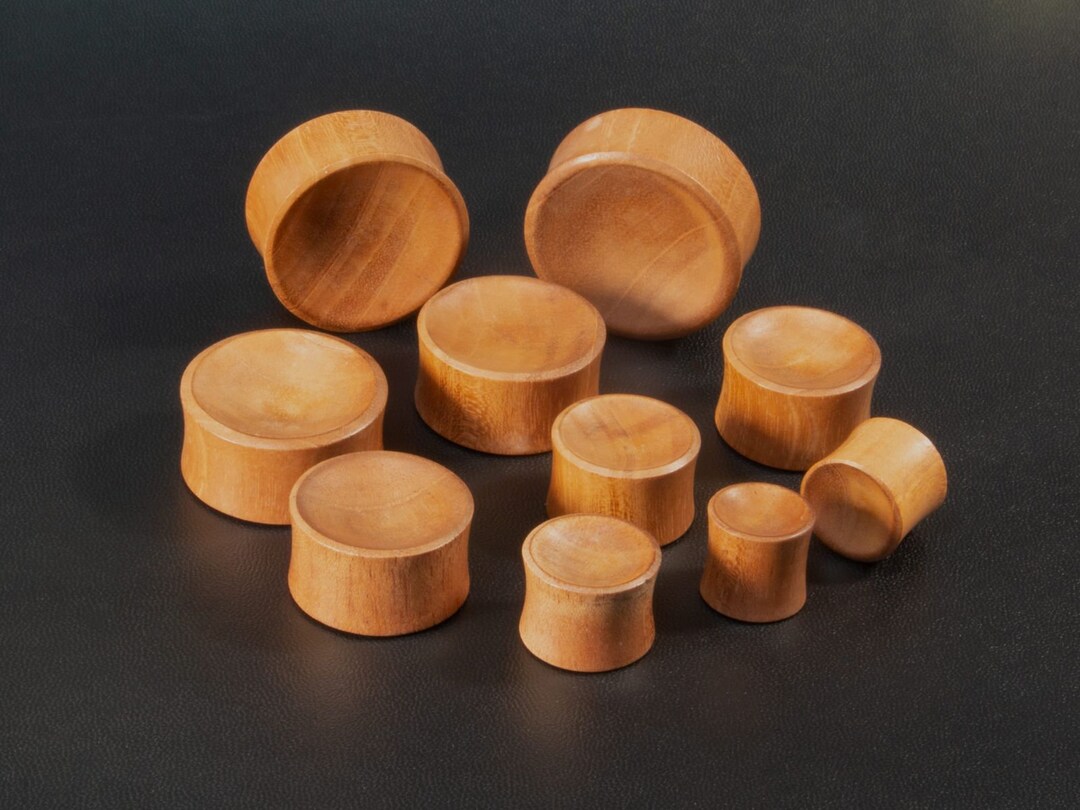 Concave Organic Mahogany Wood Plugs Double Flared Ear Plug - Etsy