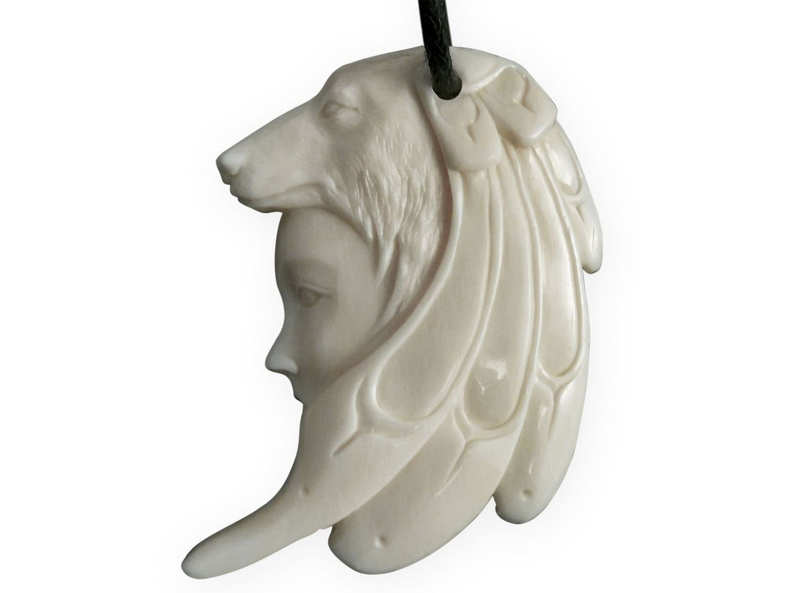 Carved Bone Pendant Wolf Necklace Native American Shaman - Etsy