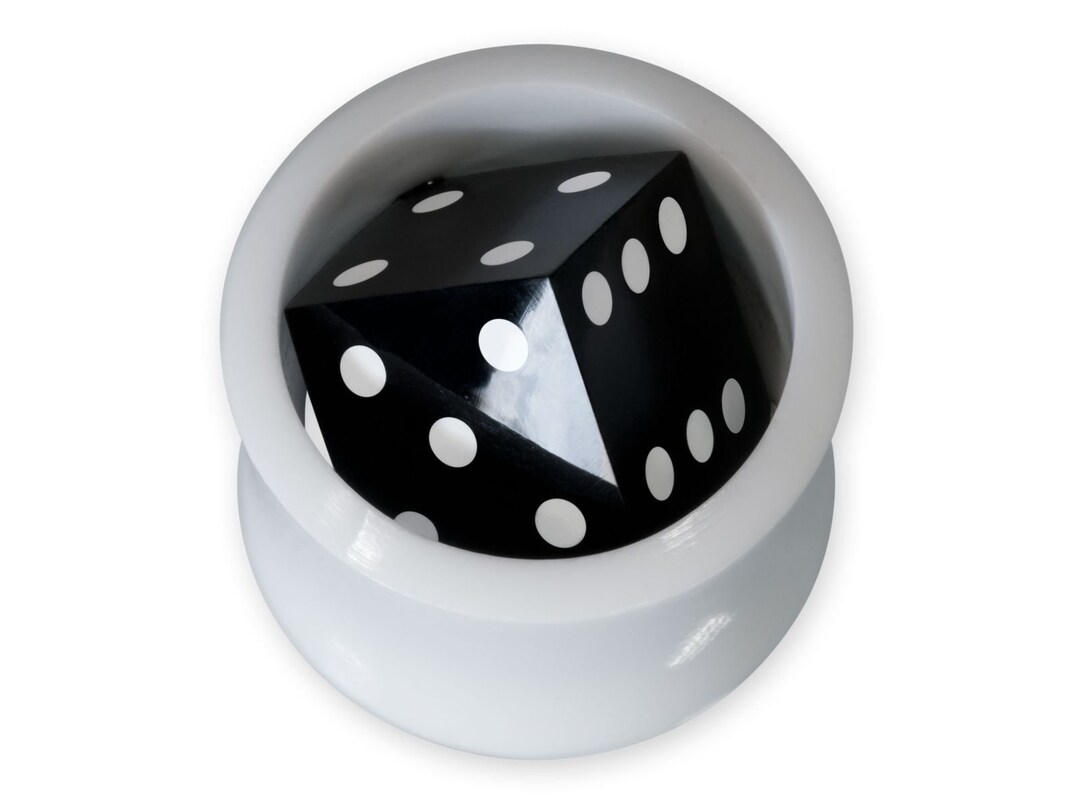 White Flesh Tunnel Black Dice Ear Plug Body Jewelry Dice Earrings Ear ...
