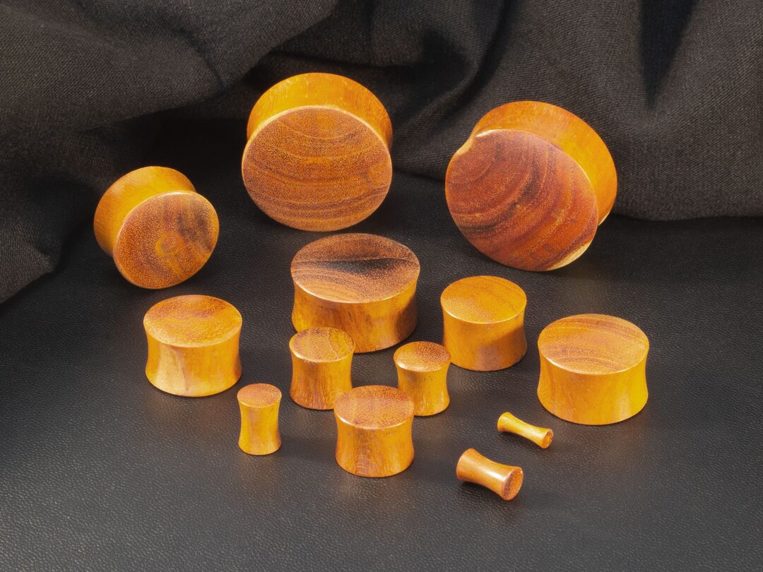 Red and Concave Wood Ear Plugs Wooden Flesh Tunnels - Etsy