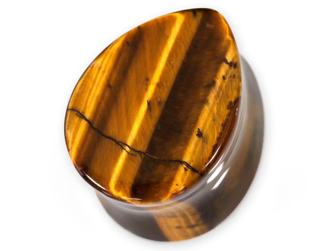Stone Ear Plug Tiger's Eye Drop Shape Flesh Tunnel Tiger Eye - Etsy