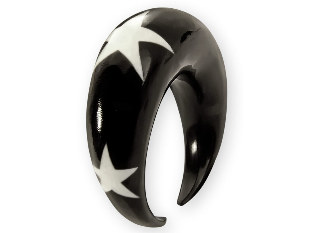 Buffalo Horn Ear Stretchers With White Bone Star Inlays - Etsy