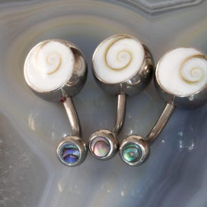 Navel Piercing Shiva Eye and Paua Shell, Belly Piercing Abalone, Belly ...