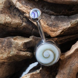 Navel Piercing Shiva Eye and Paua Shell, Belly Piercing Abalone, Belly ...