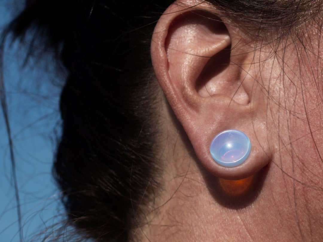 Opalite Stone Plugs, Double Flare Plug, Concave Ear Gauges , Organic ...