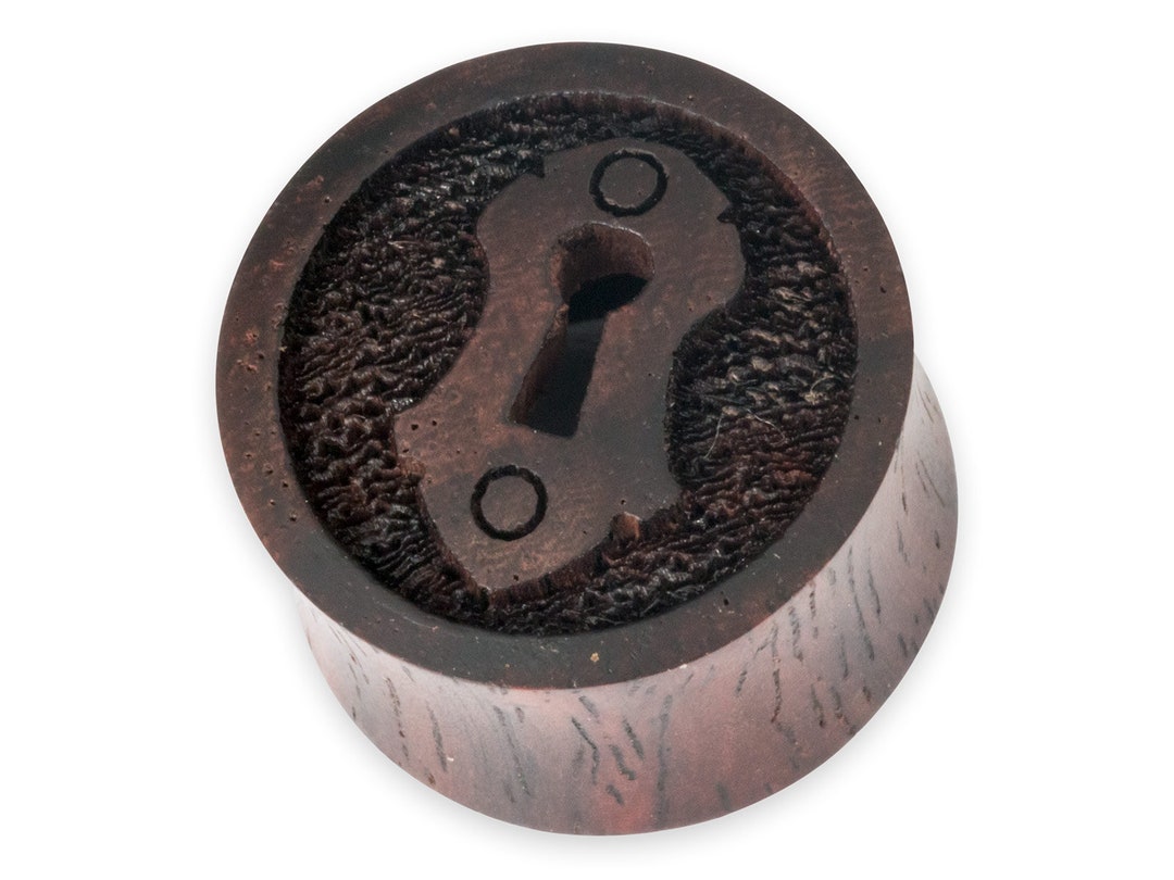 Ear Plug With Keyhole Hand-carved Sono Wood Flesh Tunnel Ear - Etsy