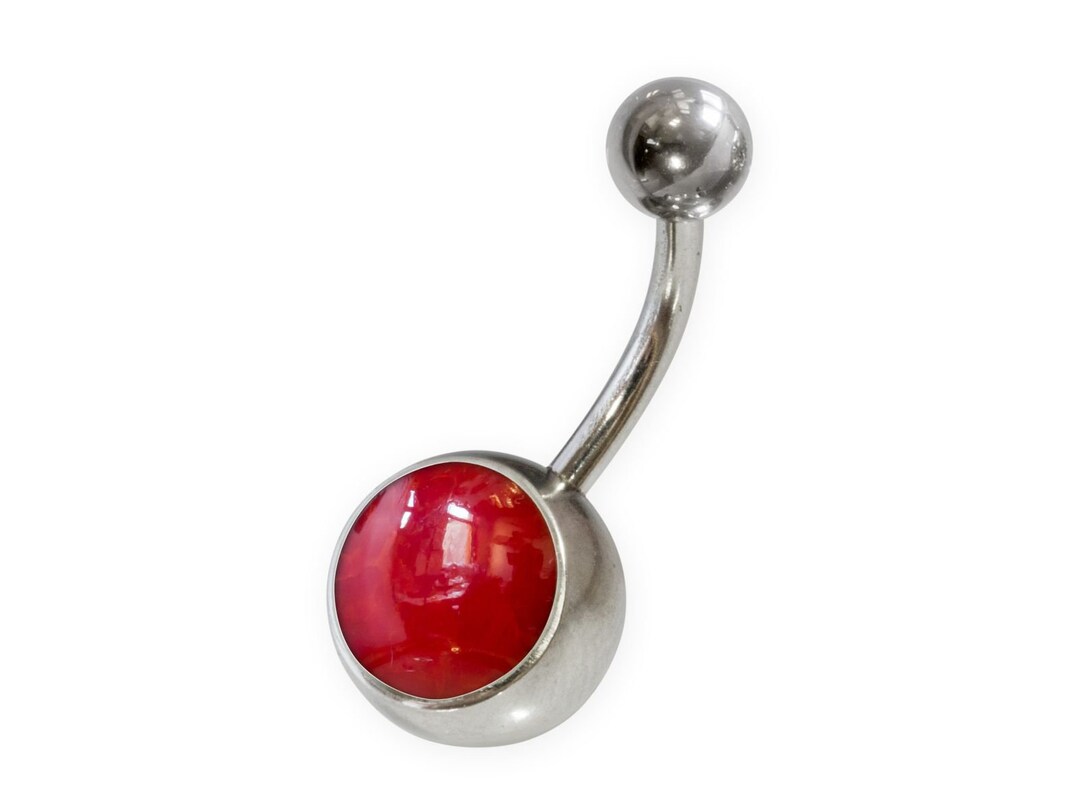 Navel Piercing Belly Piercing Red Stone Jewelry Stainless Steel Coral ...