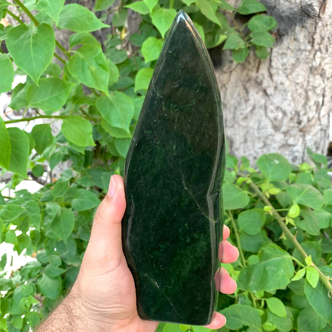 1335g Beautiful Natural Dark Green Nephrite Jade Free Form, Nephrite ...