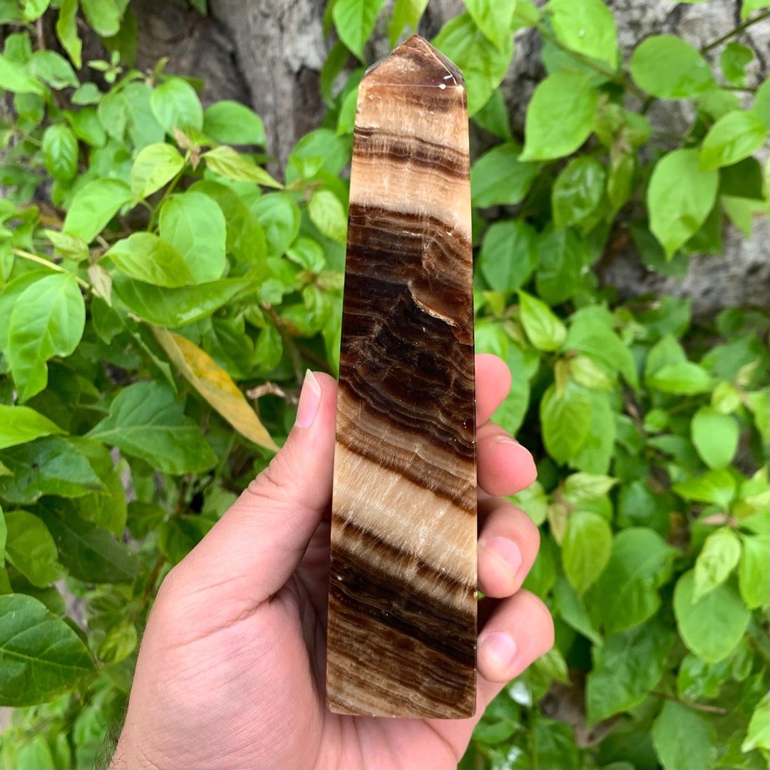 450g Beautiful Chocolate Calcite Tower, Chocolate Calcite Obelisk ...