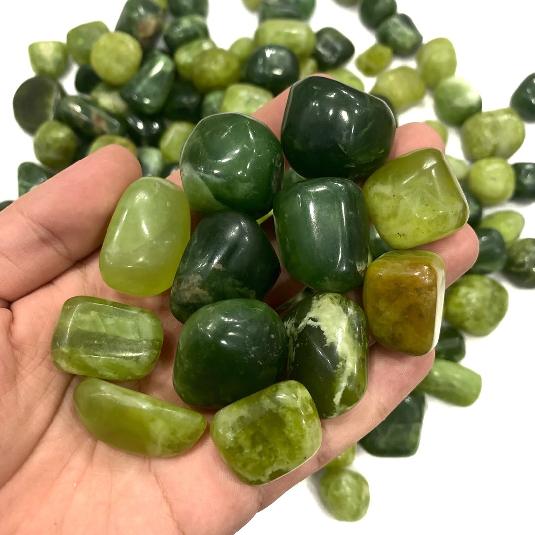 Beautiful Green and Yellow Jade Tumbles, Green Jade Tumbles, Yellow ...