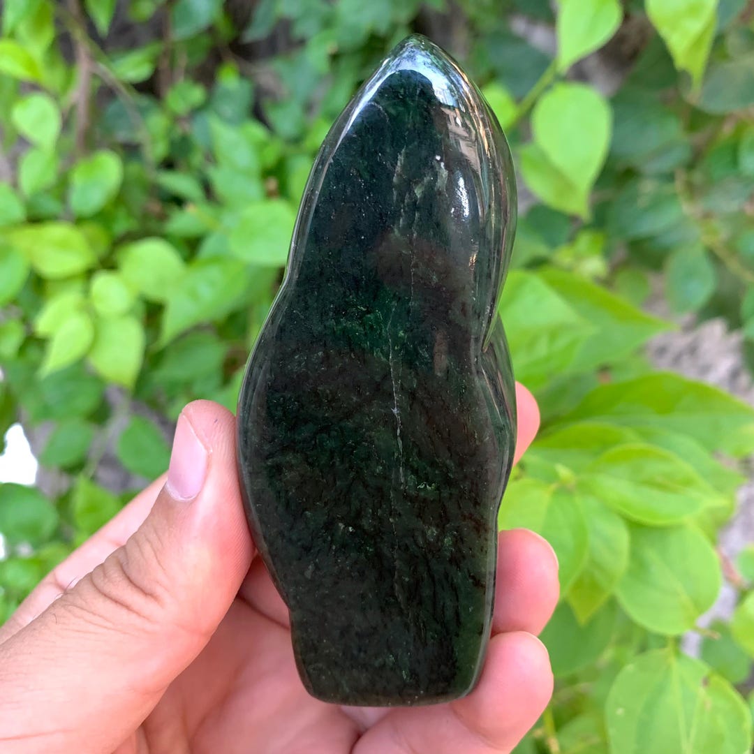 260g Beautiful Natural Dark Green Nephrite Jade Free Form, Nephrite ...