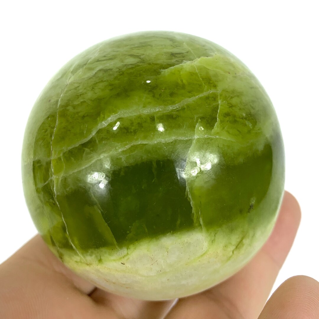 580g Beautiful Yellow Serpentine Sphere, Serpentine Sphere, Yellow ...