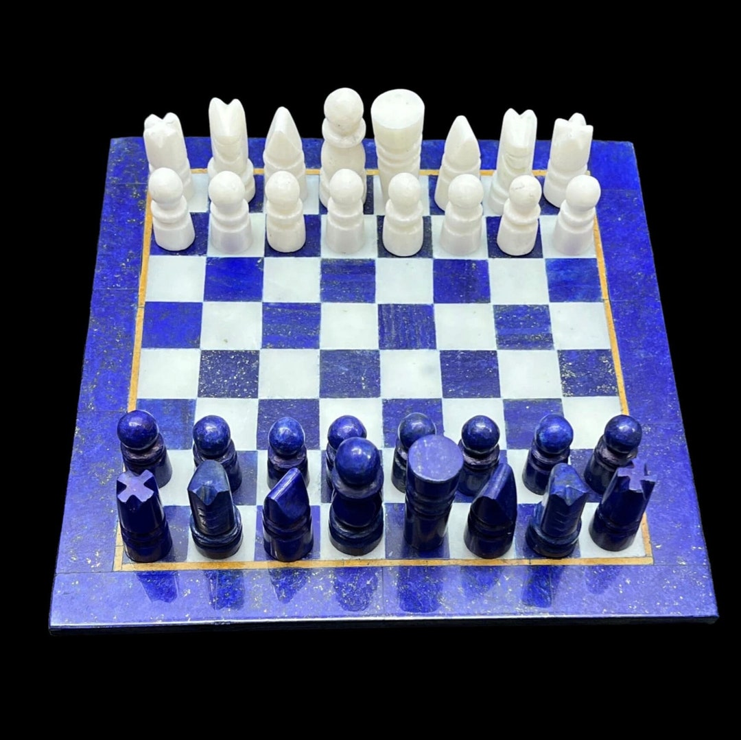 Beautiful Lapis Lazuli Chess Board With 32 Pieces, Lapis Lazuli Chess ...