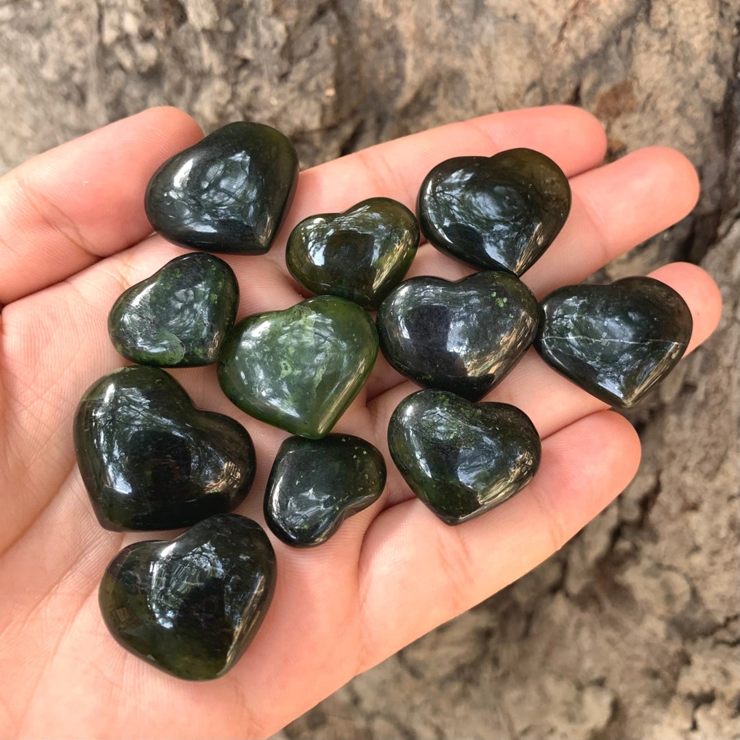 Green Serpentine Colour Hearts, Serpentine Hearts, Green Serpentine ...